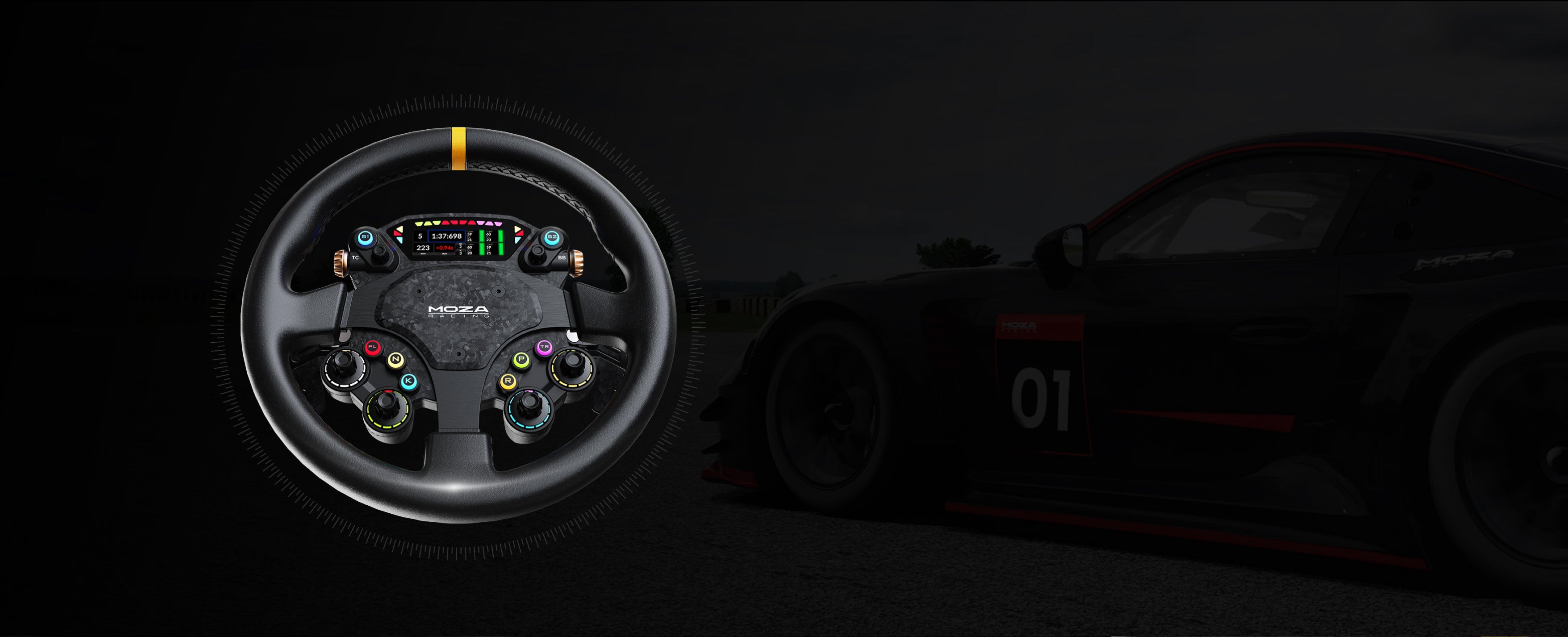 MOZA CS Pro Steering Wheel | Custom Display & Dual-Clutch Control ...